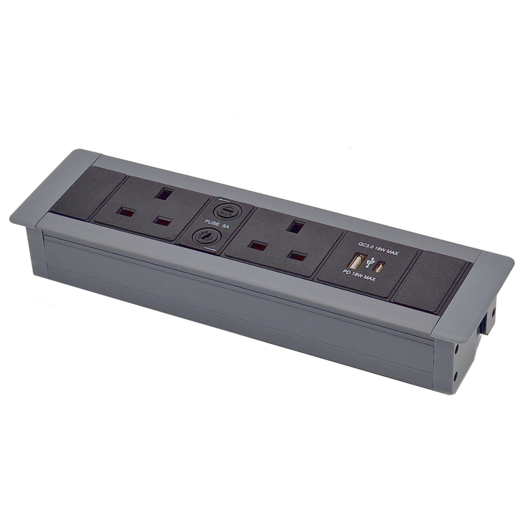 In-Desk Flush Mounted Power Socket with USB | Data Comms Direct | DCDI
