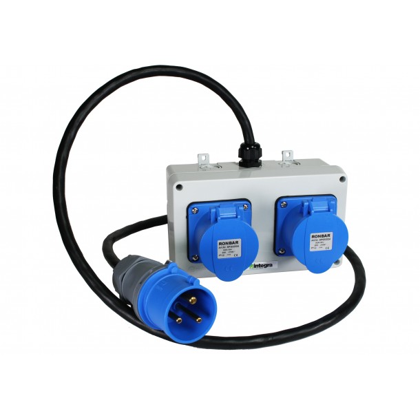 32 Amp Plug to Twin 32 Amp Commando Socket