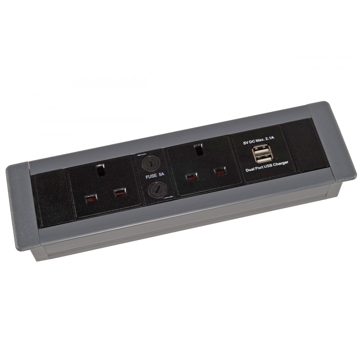 In-Desk Flush Mounted Power Socket with USB | Data Comms Direct | DCDI