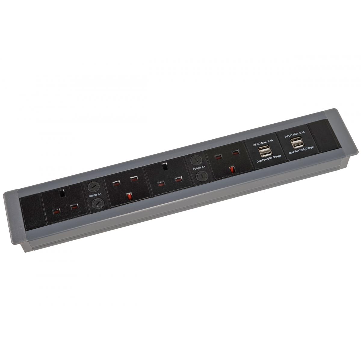 In-Desk Flush Mounted Power Socket with USB | Data Comms Direct | DCDI