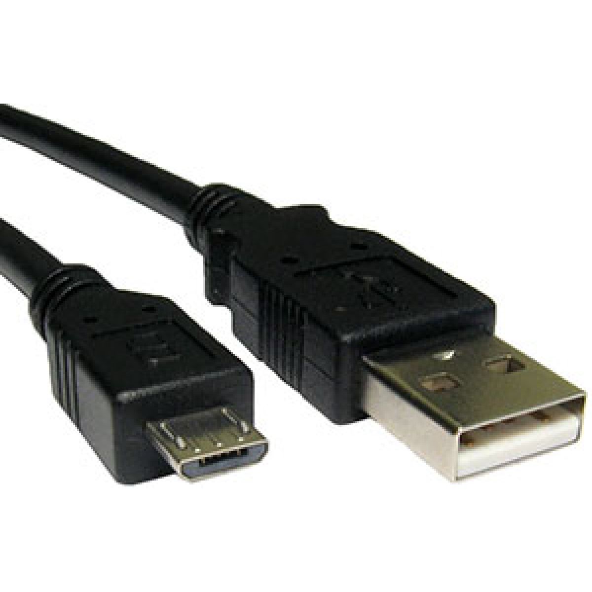 USB 2.0 Type A Male - Micro B Cable in Black | DCDI